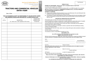 Fillable Online TRACTORS AND COMMERCIAL VEHICLES ENTRY FORM Fax Email ...