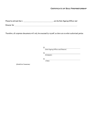 Fillable Online Certificate of Sole Proprietorship Fax Email Print ...