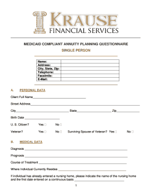 Fillable Online MEDICAID COMPLIANT ANNUITY PLANNING QUESTIONNAIRE Fax ...