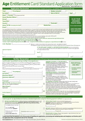 Fillable Online Age Entitlement Card Standard Application form Fax ...