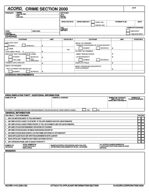 Fillable Online CRIME SECTION 2000 DATE - CIBA Insurance Services Fax ...