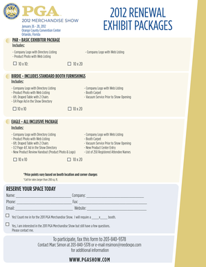 Fillable Online PAR BASIC EXHIBITOR PACKAGE Fax Email Print - pdfFiller