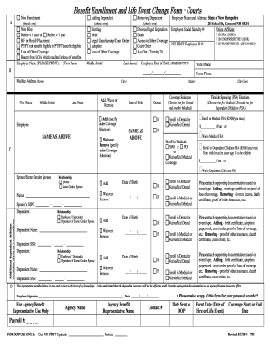 Fillable Online das nh Benefit Enrollment and Life Event Change Form ...