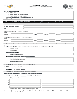 Fillable Online IDENTIFICATION FORM AUSTRALIAN & FOREIGN COMPANIES Fax ...