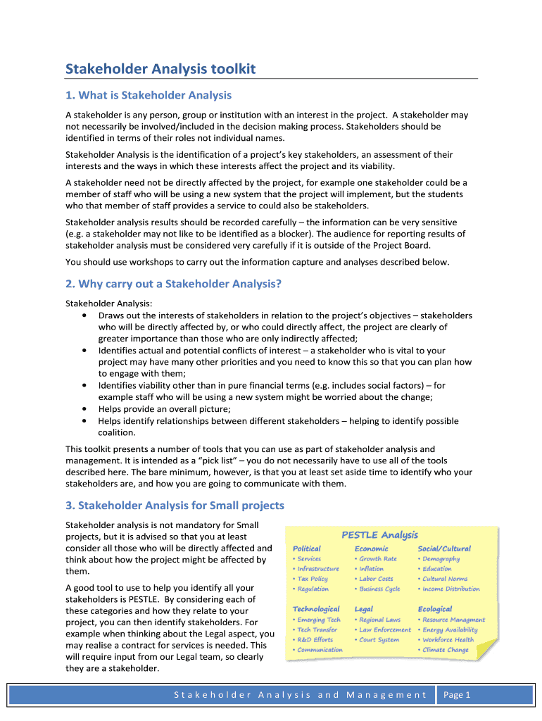 Fillable Online Stakeholder Analysis toolkit Fax Email Print - pdfFiller