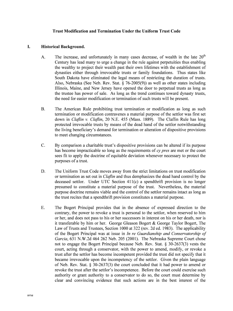 Fillable Online Trust Modification and Termination Under the Uniform ...