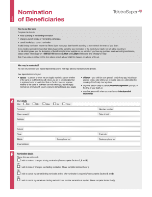 Fillable Online Nomination - Telstra Super Fax Email Print - pdfFiller