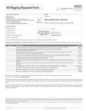 Fillable Online Rigging Request Form - Meplan Fax Email Print - pdfFiller