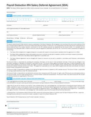 Fillable Online Payroll Deduction IRA Salary Deferral Agreement (SDA ...