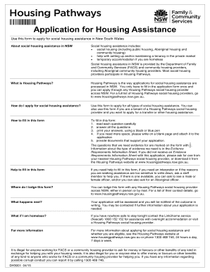 Fillable Online housingpathways nsw gov Application for Housing ...