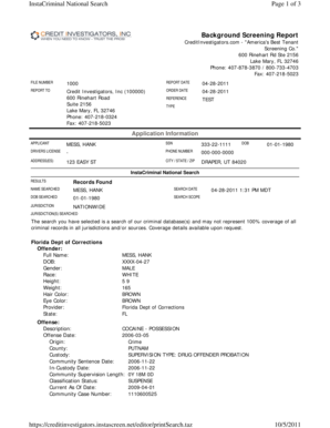 Fillable Online Background Screening Report Page 1 of 3 InstaCriminal ...