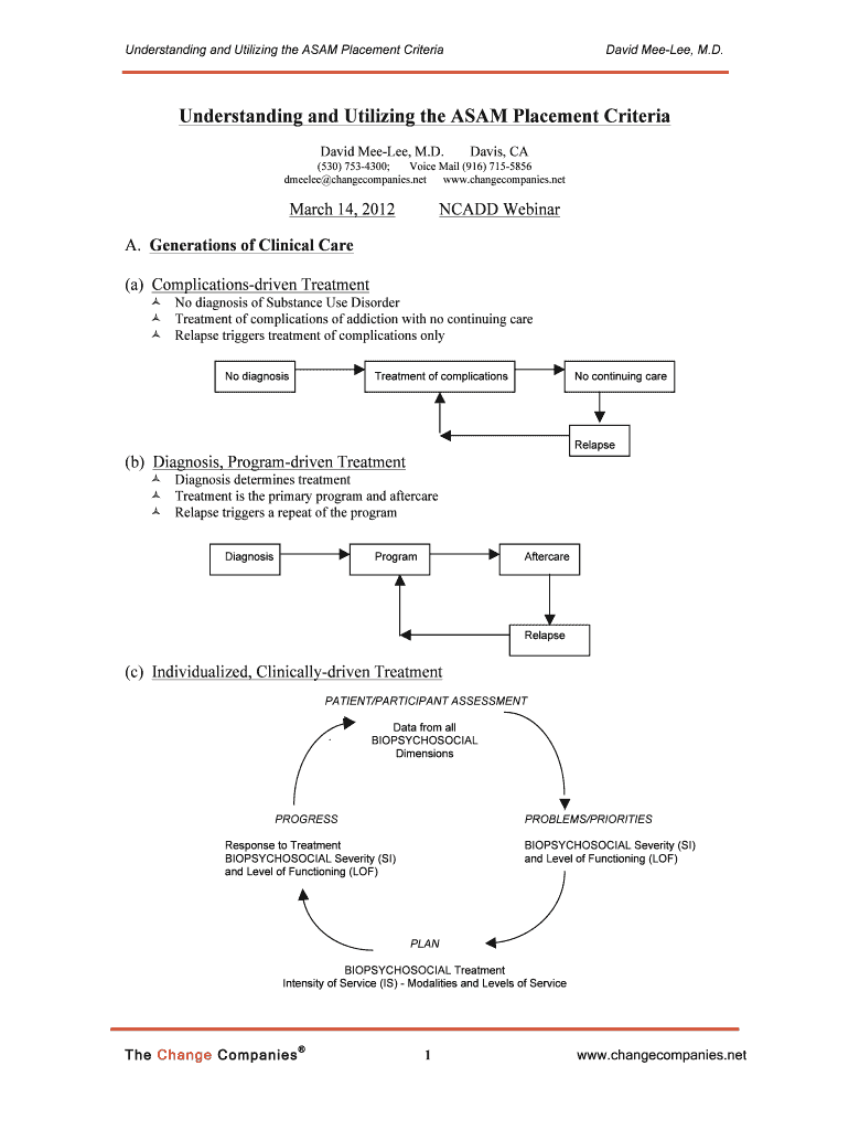 Fillable Online Understanding and Utilizing the ASAM Placement Criteria ...