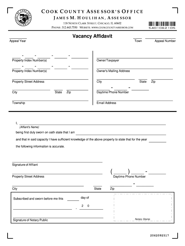 Fillable Online Vacancy Affidavit WIP - Chicago Notary Services Fax Email Print - pdfFiller