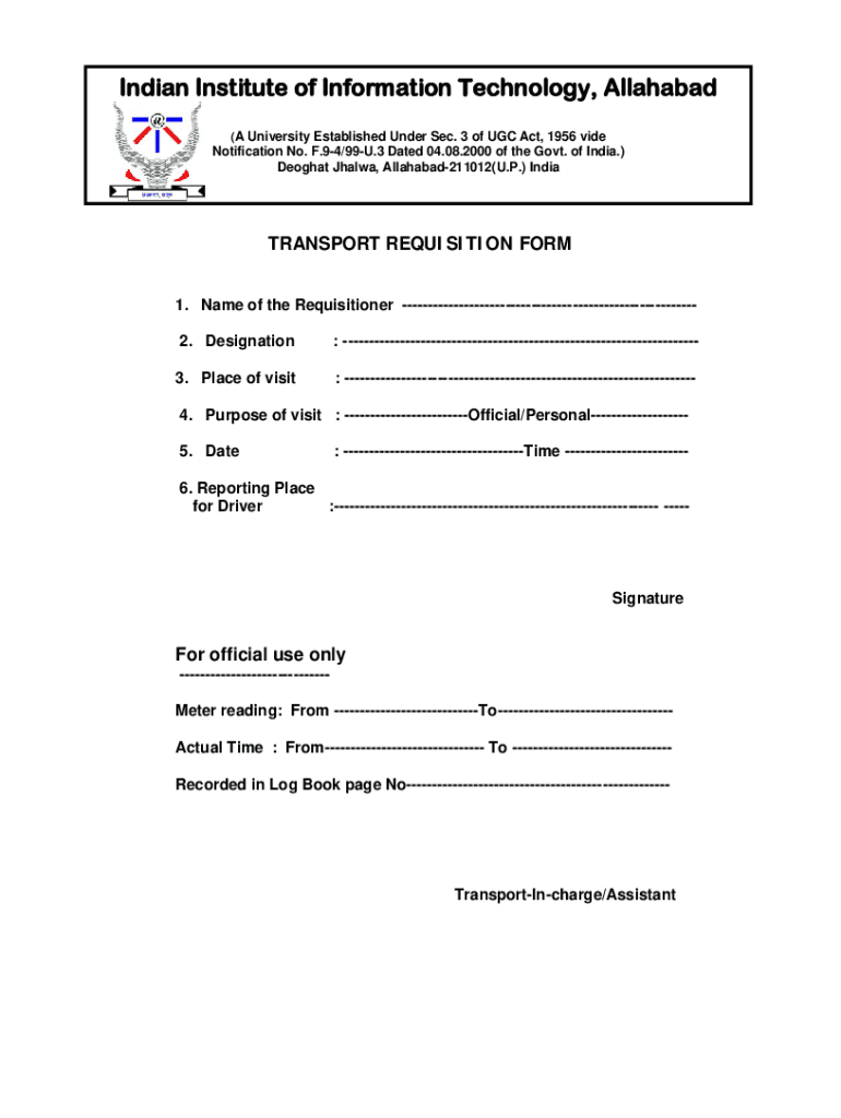 Fillable Online TRANSPORT REQUISITION FORM 14 Fax Email Print - pdfFiller
