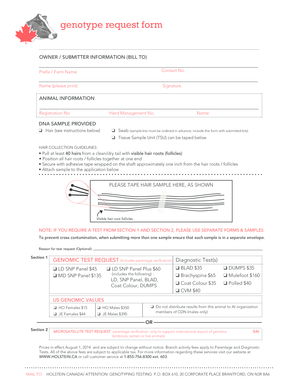Fillable Online Genotype request form - Holstein Canada Fax Email Print ...