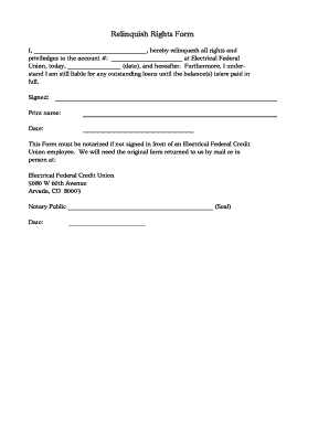 Fillable Online electricalfcu Relinquish Rights Form - Electrical ...