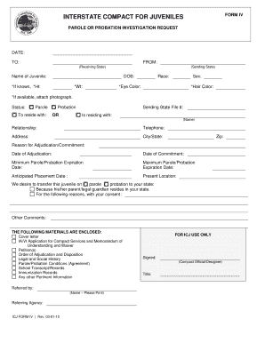Fillable Online juvenilecompact FORM IV INTERSTATE COMPACT FOR ...