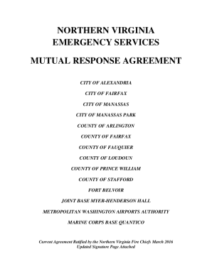 Fillable Online NORTHERN VIRGINIA EMERGENCY SERVICES MUTUAL RESPONSE AGREEMENT Fax Email Print ...
