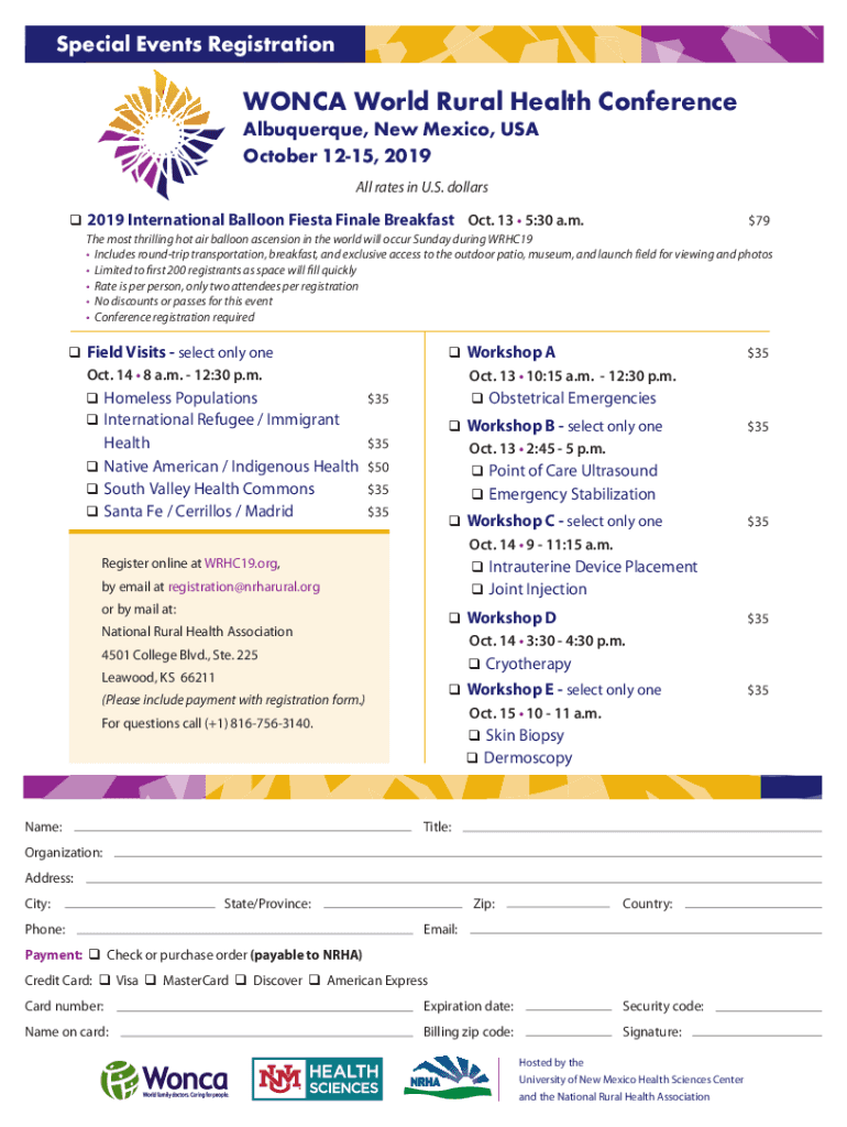 WONCA World Rural Health Conference: Fill out & sign online | DocHub