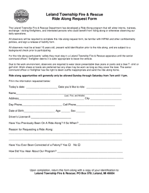 Fillable Online Leland Township Fire & Rescue Ride Along Request Form ...
