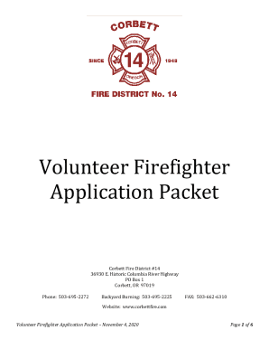Fillable Online Volunteer Firefighter Application Packet - Corbett Fire ...