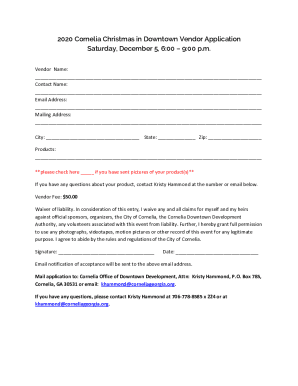 Fillable Online VENDOR APPLICATION - downtownls.org Fax Email Print - pdfFiller