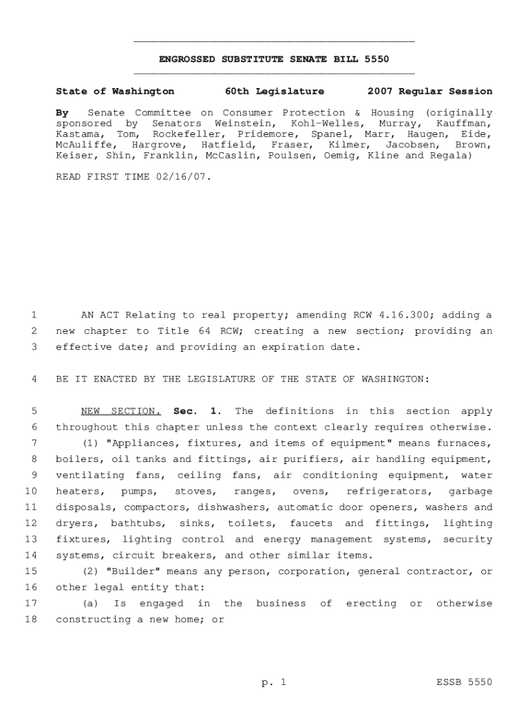 Fillable Online CERTIFICATION OF ENROLLMENT SUBSTITUTE SENATE BILL 5550 ...