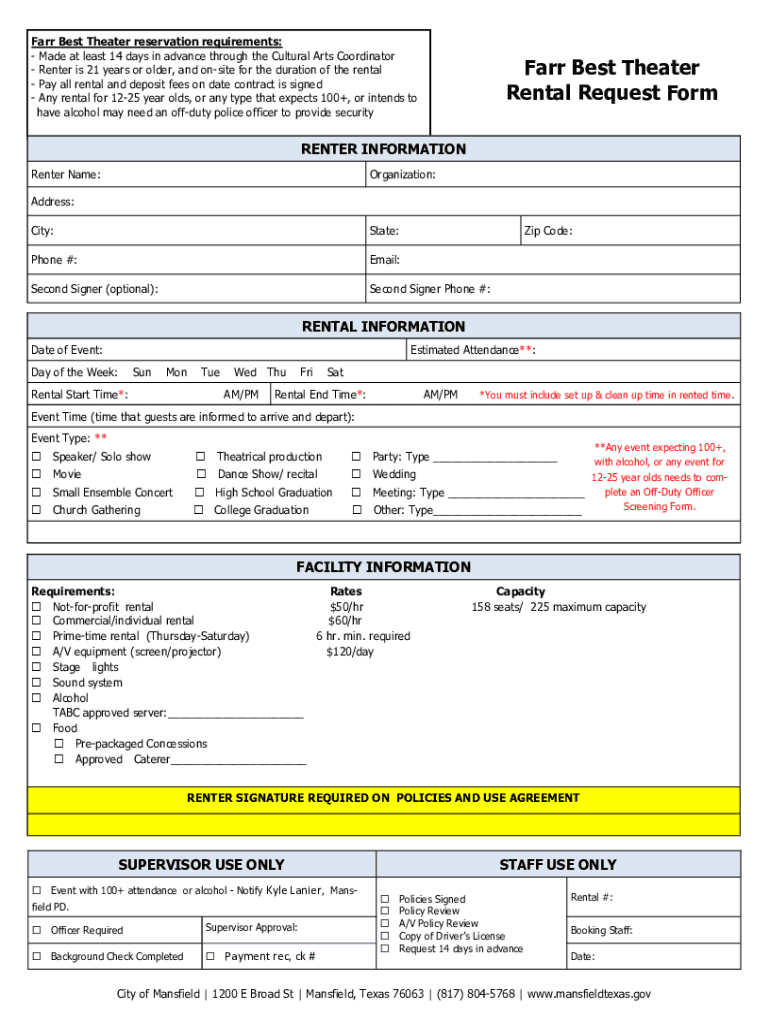 Fillable Online Farr Best Theater reservation requirements: Farr Best ...