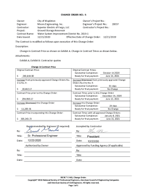 Fillable Online SAMPLE PROJECT CHANGE ORDER REQUEST FORM Fax Email ...