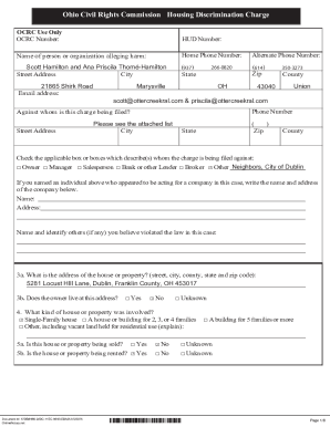 Fillable Online Ohio Civil Rights Commission Housing Discrimination ...