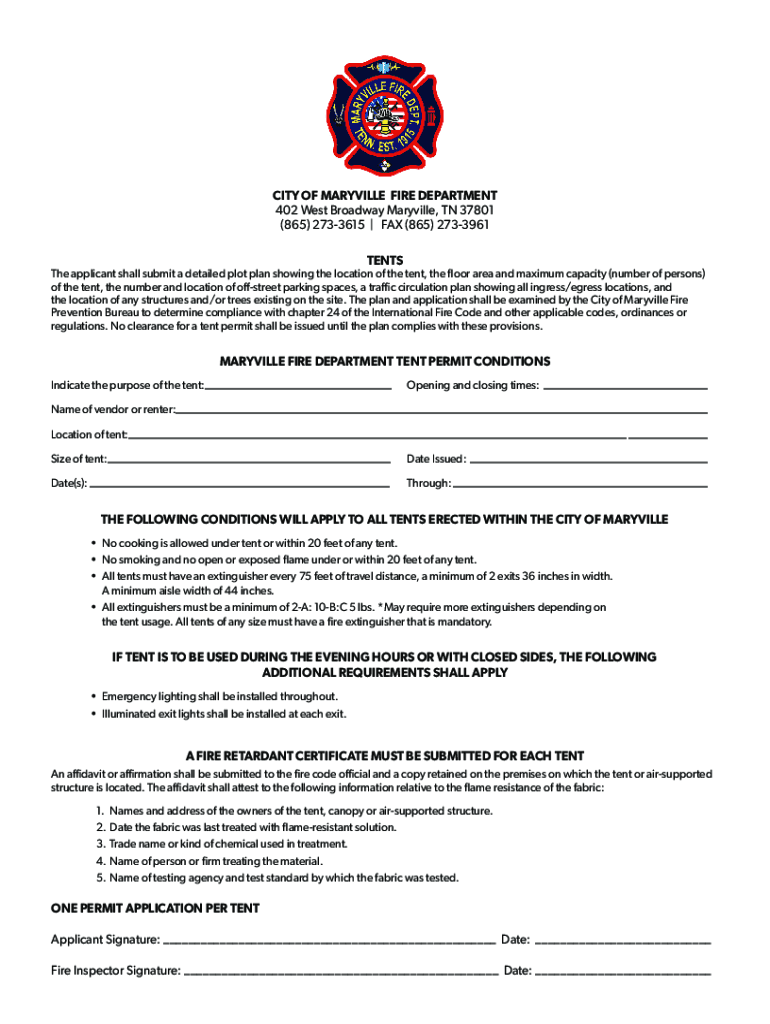 TN Tent Permit Application - City Of Maryville 2019-2022 - Fill and ...
