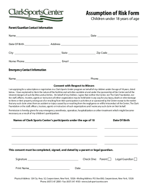 Fillable Online ASSUMPTION OF THE RISK FORM Fax Email Print - pdfFiller