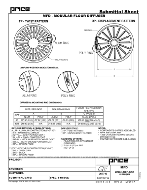 Fillable Online MFD - MODULAR FLOOR DIFFUSER - Price Industries Fax ...
