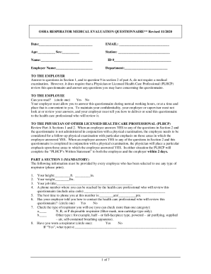 Fillable Online OSHA RESPIRATOR MEDICAL EVALUATION ... Fax Email Print ...