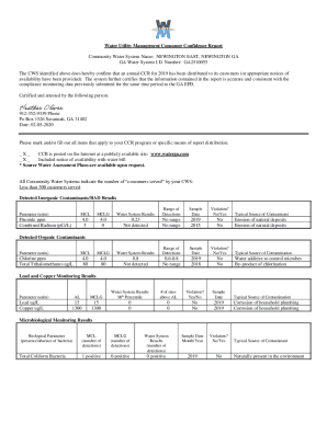 Fillable Online 2019 - GA EPD Consumer Confidence Report Certification ...