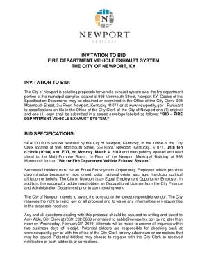 Fillable Online Request for Bid: Fire Department Vehicle Exhaust ...