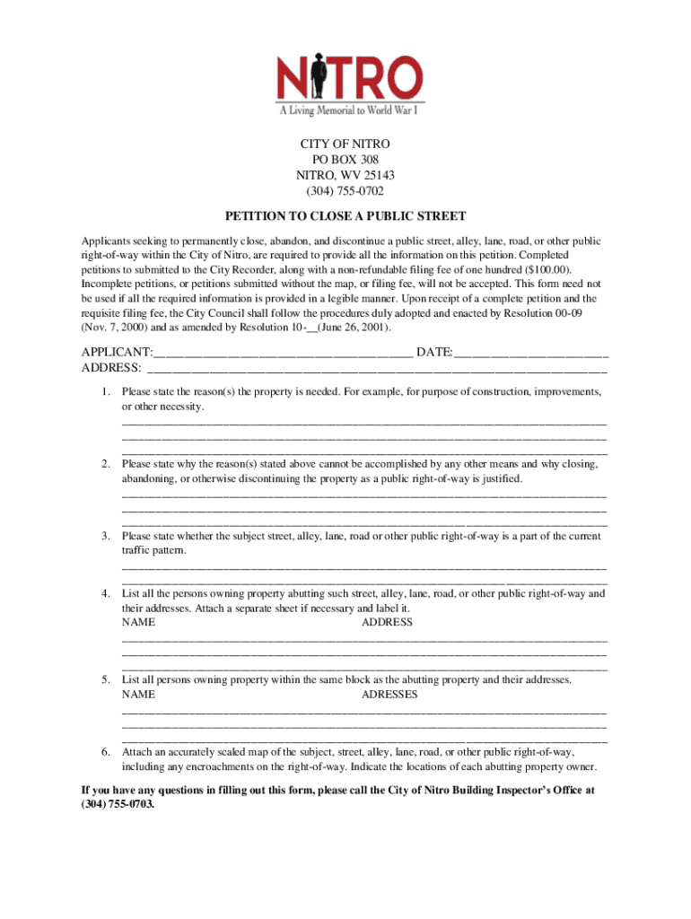 Fillable Online Nitro Police Department, Nitro, West Virginia Fax Email ...