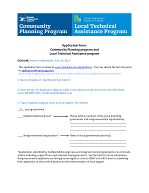 Fillable Online Application form: Community Planning program and Fax ...