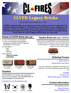 Fillable Online Legacy Bricks Honor the Past and Help Pave Our Future ...