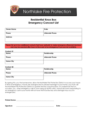 IL Northlake Fire Protection Residential Knox Box Emergency Contact ...