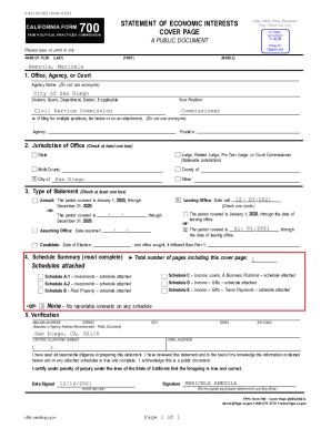 Fillable Online 700 CALIFORNIA FORM STATEMENT OF ECONOMIC INTERESTS Fax ...