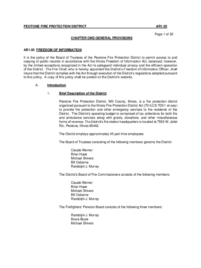 Fillable Online Statement from the Peotone Fire Protection District ...