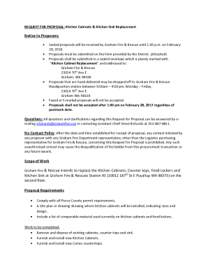 Fillable Online REQUEST FOR PROPOSAL: Kitchen Cabinets & Kitchen Sink ...