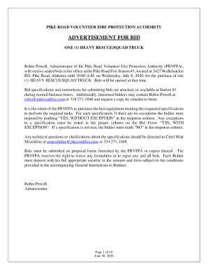 Fillable Online ADVERTISEMENT FOR BID - Pike Road Fire Department Fax ...