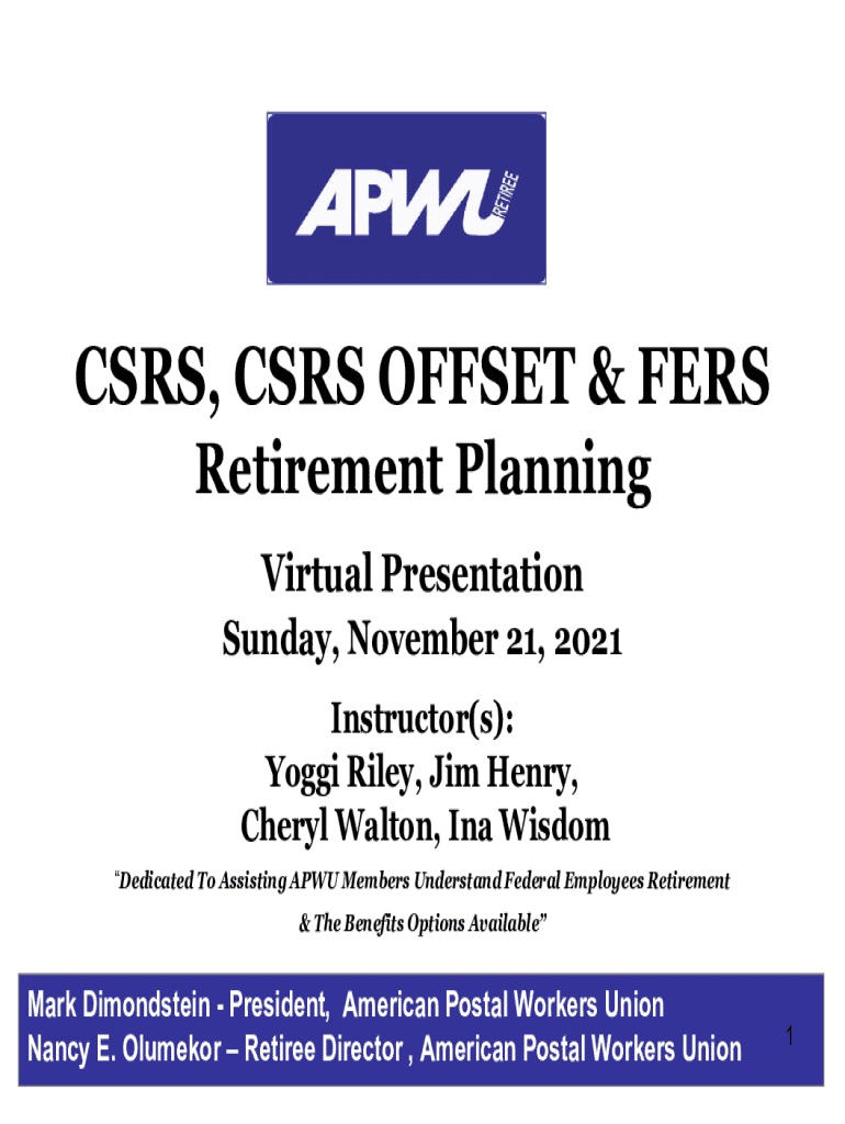 Fillable Online Retirement Planning (1-Day) (CSRS or FERS)S. Harman and ...