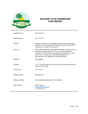 Fillable Online ADVISORY PLAN COMMISSION STAFF REPORT - ward 1 ...