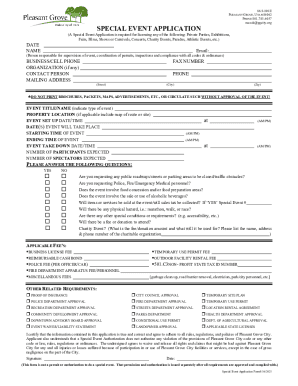 Fillable Online special event application form Fax Email Print - pdfFiller