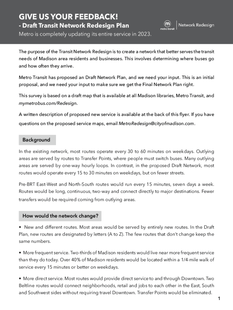 Fillable Online www.cityofmadison.com metro documents- Draft Transit Network Redesign Plan Fax ...