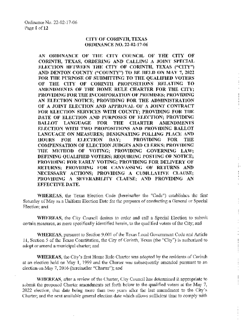 Fillable Online the state of texas county of denton - City of Corinth Fax Email Print - pdfFiller