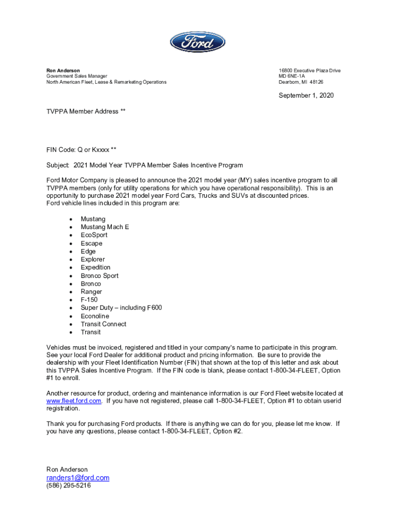 Fillable Online Ford North American Fleet, Lease & Remarketing ...